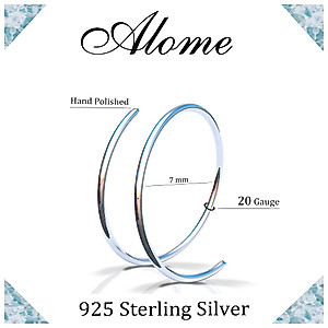 Tiny Silver Double Hoop Nose Ring - Spiral Nose Ring 20 Gauge Snug Double Nose Piercing Thin Nose Piercings Hoops