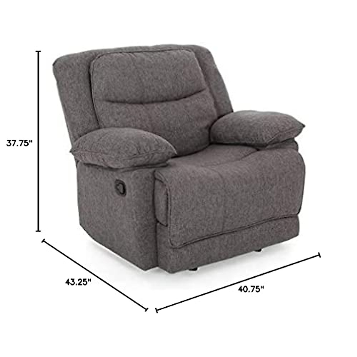 Christopher Knight Home Annabelle Glider Recliner, Charcoal Tweed, Black