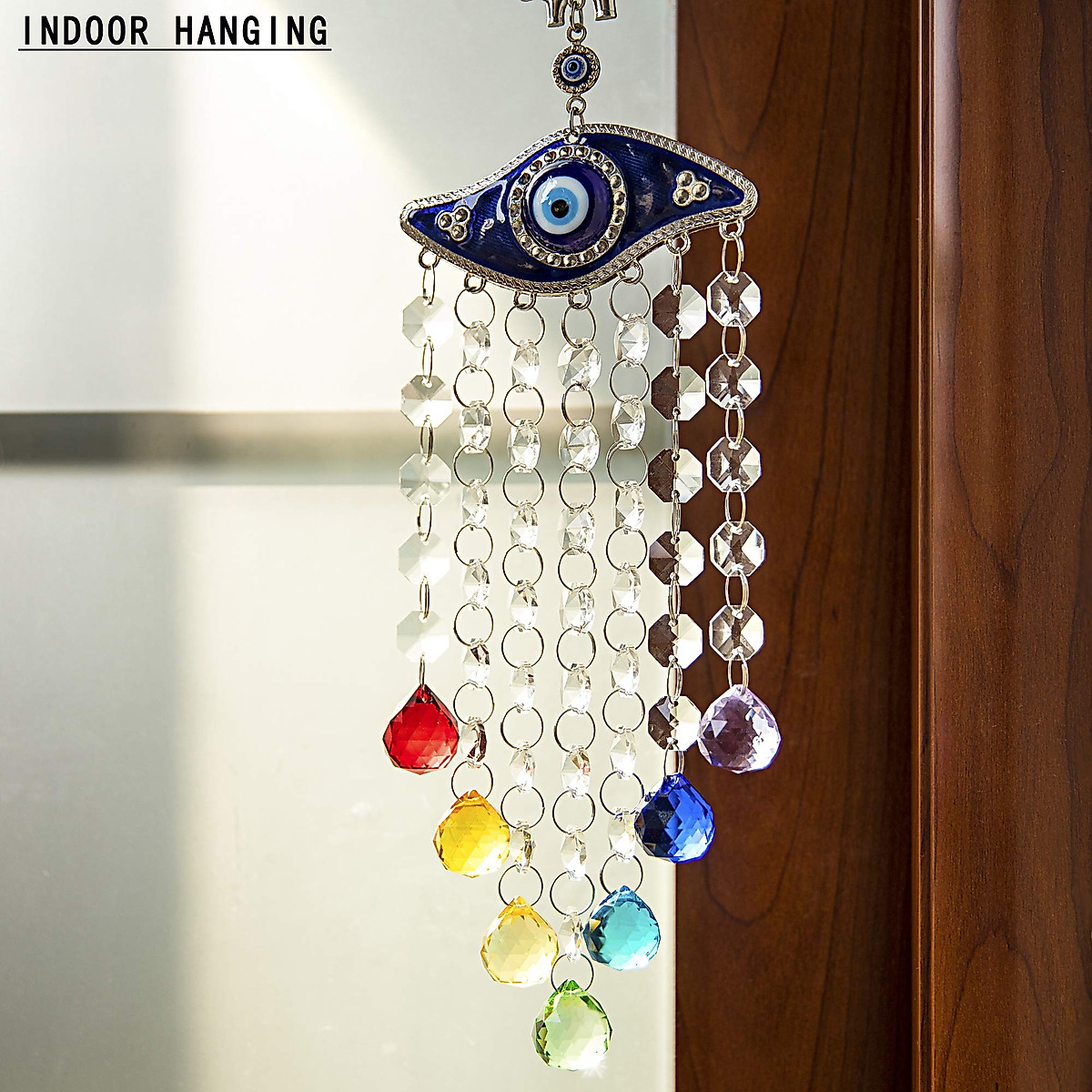 Evil Eye Decor Sun Catchers with Crystals Window Garden Hanging Elephant Suncatcher Prism Rainbow Maker Pendant