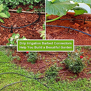 Irrigation Fittings Kit for 1/4" Tubing 140 Piece Set -50 Elbows, 50 Couplings,30 Tees, 10 End Plugs - Barbed Connectors for Drip or Sprinkler Systems…