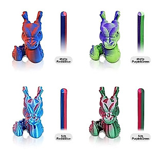 Reprapper 4X 250g Color Pack, Dual Color Filament Coextrusion PLA Filament 1.75mm for 3D Printer & 3D Pen, 4 x 250g Spools Matte Red/Blue, Matte Purple/Green, Silk Red/Blue, Silk Purple/Green