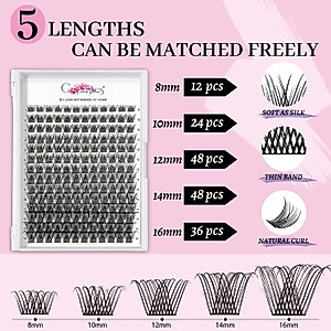 Crislashes DIY Extension Kit - 168 PCS 8-16mm Mixed Lashes, Lash Bond and Seal, Applicator, Reusable Cluster Lashes Home Use (KIT 03)