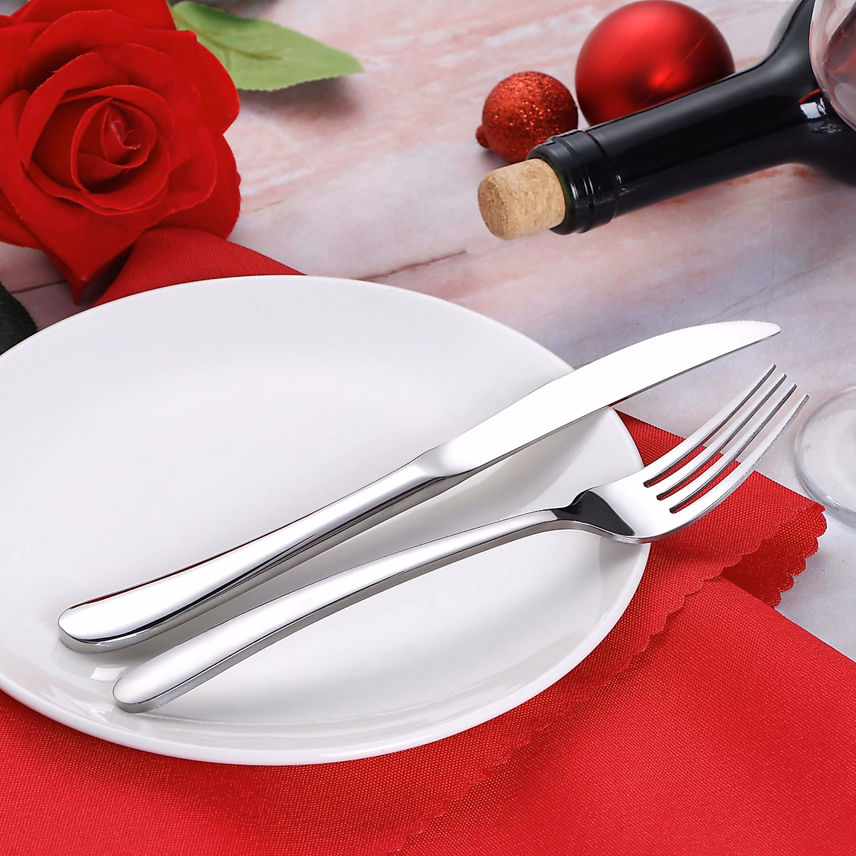 Onader 65 Piece Heavy Duty Silverware Set with Serving Utensils Stainless Steel Flatware Cutlery Set for 12