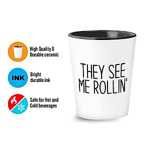 Bubble Hugs Veterinarian Shot Glass 1.5oz - they see me rollin' - Pathologist Med Tech Animal Lover Pet Veterinary Clinic Doctor Funny Gag Joke
