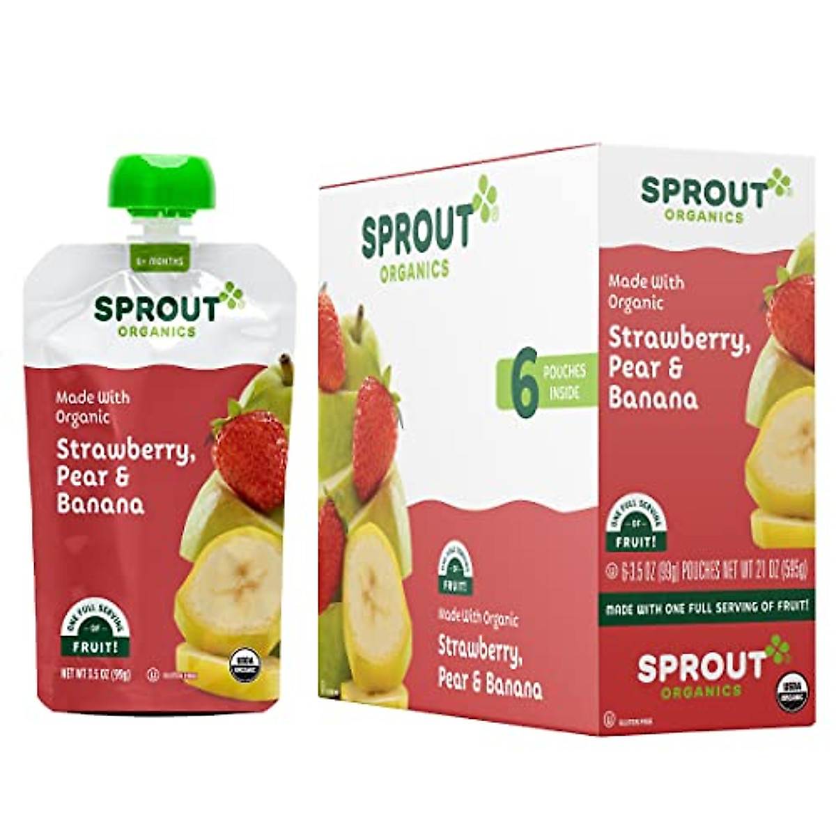 Sprout Strawberry Pear Banana Organic Baby Food 3.5 oz Pack of 12