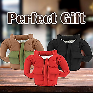 OUYOOLE Drinkware Jacket,2 Pack Beverage Jacket, Perfectly Packaged Coozy for Cans, Funny Can Cover Gifts for Women, Men, Mom, Dad and Boyfriend(Red+Black)