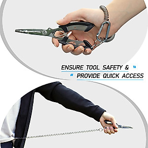 Nanaborn Coiled Lanyard Spring Coil Cord Keychain for Fishing Rod Tool Retractable Tether with Carabiner Clip(10pcs)