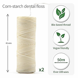 Vegan Refill Dental Floss | Refillable Tooth Floss | Candelilla Wax | Plastic Free Dental Tape | Zero Waste Floss | Eco Floss | Mint | 2 x 55 Yards | Bambaw