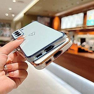 ZTOFERA Samsung Galaxy S22 Plus 5G Case,Cute Plating Edge Love Hearts Pattern with Camera Lens Protection Phone Cover for Galaxy S22 Plus 5G 6.6",Purple