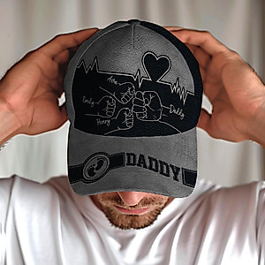 Personalized Fathers Day Hat, Fist Bump Hat, Customized Daddy Hat, Custom Dada Hats, Grandpa Baseball Cap 4