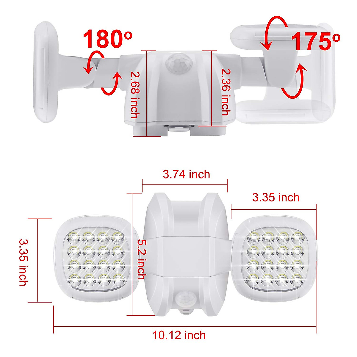 HONWELL Motion Sensor Light Outdoor Battery Powered Outside Security Flood Light Cordless IP65 Waterproof 32 LED Dual Head Spotlights, Motion Detector Lights for House Garage Porch Garden Shed