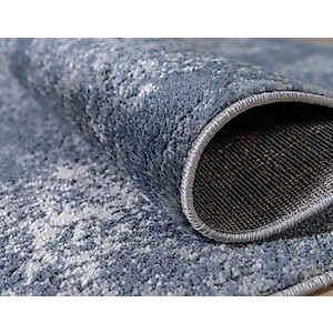 Rugs.com Oregon Collection Rug – 5' x 8' Blue Low-Pile Rug Perfect for Living Rooms, Large Dining Rooms, Open Floorplans