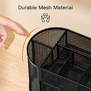 Desk Organizer Mesh Desktop Office Supplies Multi-functional Caddy Pen Holder Stationery with 8 Compartments and 1 Drawer for Office, Home, School, Classroom by Pipishell