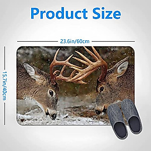 PAUSEBOLL Deer Moose Bath Rugs Machine Washable Bathroom Decor Non-Slip Doormat Water Absorbent Welcome Mat for Kitchen Bedroom Floors 16" X 24"