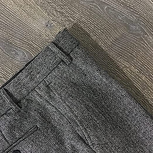 Mens Vintage Tweed Dress Pants Herringbone Pattern Trousers Regular Fit Business Suit Pants(Brown,42W32L)