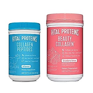 Vital Proteins Collagen Peptides Powder Unflavored 9.33 OZ+Beauty Collagen 9.6oz