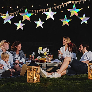 120 PCS Iridescent Five Star Cutouts Double Printed Paper Star Decorations Star Confetti Cutouts Cardboard Stars for Bulletin Board Stars Accents Classroom Wall Party Decoration