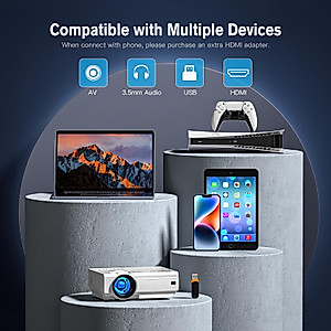 Projector, XuanPad 2024 Upgraded Mini Projector, 10000L Video Projector HD 1080P Supported, Portable Home Projector Compatible with TV Stick, HDMI, USB, Laptop, iPhone, Android for Home Entertainment