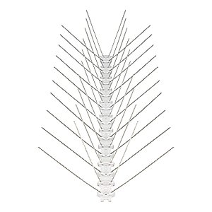 VIIRKUJA Bird Spikes 3 Metres Stainless Steel Pigeon Repellent 4 Rows Total Length 300 cm 6 Elements 50 cm Bird Repellent with Click Closure and Predetermined Breaking Points