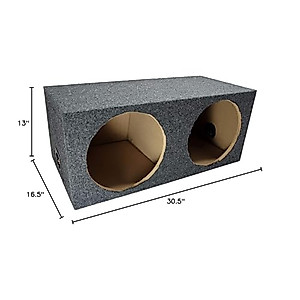 American Sound Connection Car Audio Dual 12" Sealed Subwoofer Rear Angle Sub Box Enclosure 5/8" MDF Wood