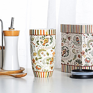 Topadorn 17 oz Tall Ceramic Travel Mugs Coffee Cup with Sealed Lid and Handle,Flower