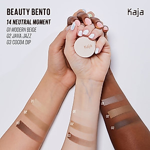 Kaja Beauty Bento Collection - Bouncy Eyeshadow Trio | Neutral Earthy Tones, Travel Size, 14 Neutral Moment, 2019 Allure Best of Beauty Award, 0.03 Oz