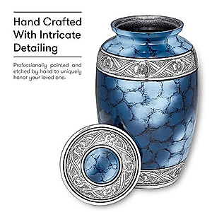Fedmax Urns for Ashes Adult Male or Female - Funeral and Memorial Cremation Urns for Human Ashes up to 200 lbs with Velvet Bag, Blue
