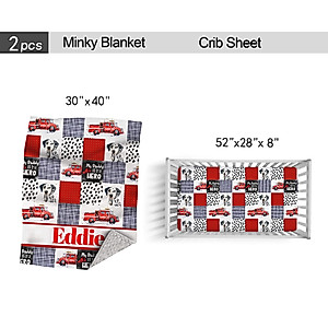 Personalized Crib Bedding Set for Baby Boys, Custom Fire Truck Baby Boy Crib Bedding Set with Name, Nursery Bedding, 2 Piece Crib Bedding Sets, Name Crib Comforter, Crib Fitted Sheets for Babies