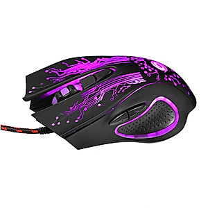 sddfor Gaming Mouse - Colors LED Backlight Optical Mouse Mice, 6-Button LED USB Optical Wired Gaming Mouse for Pro Gamer