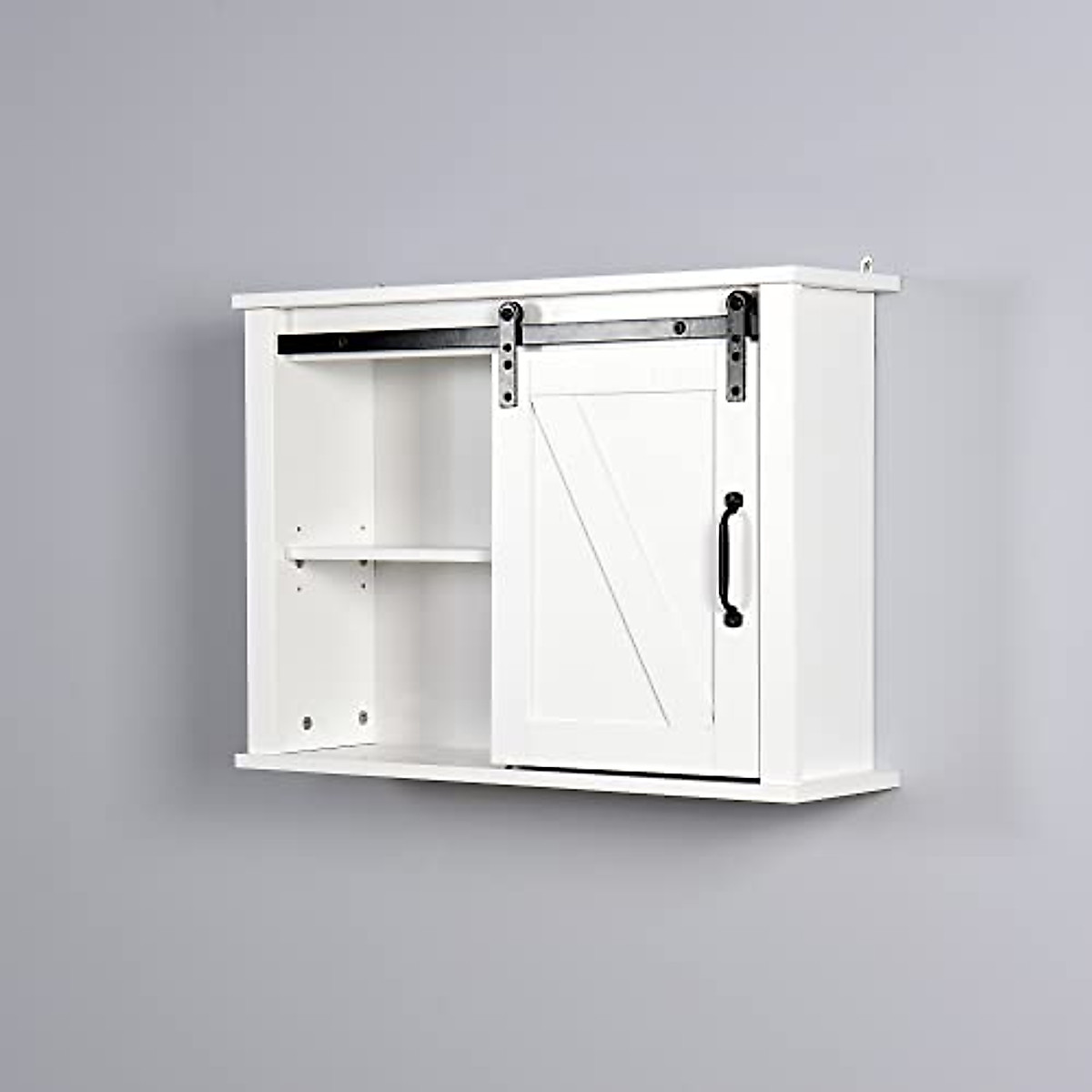 HBRR 27x19 Inch Wall Mount Bathroom Medicine Cabinet with 2 Adjustable Shelves & Barn Door, White, 27.16 "Lx7.8 0" Wx19.68 H