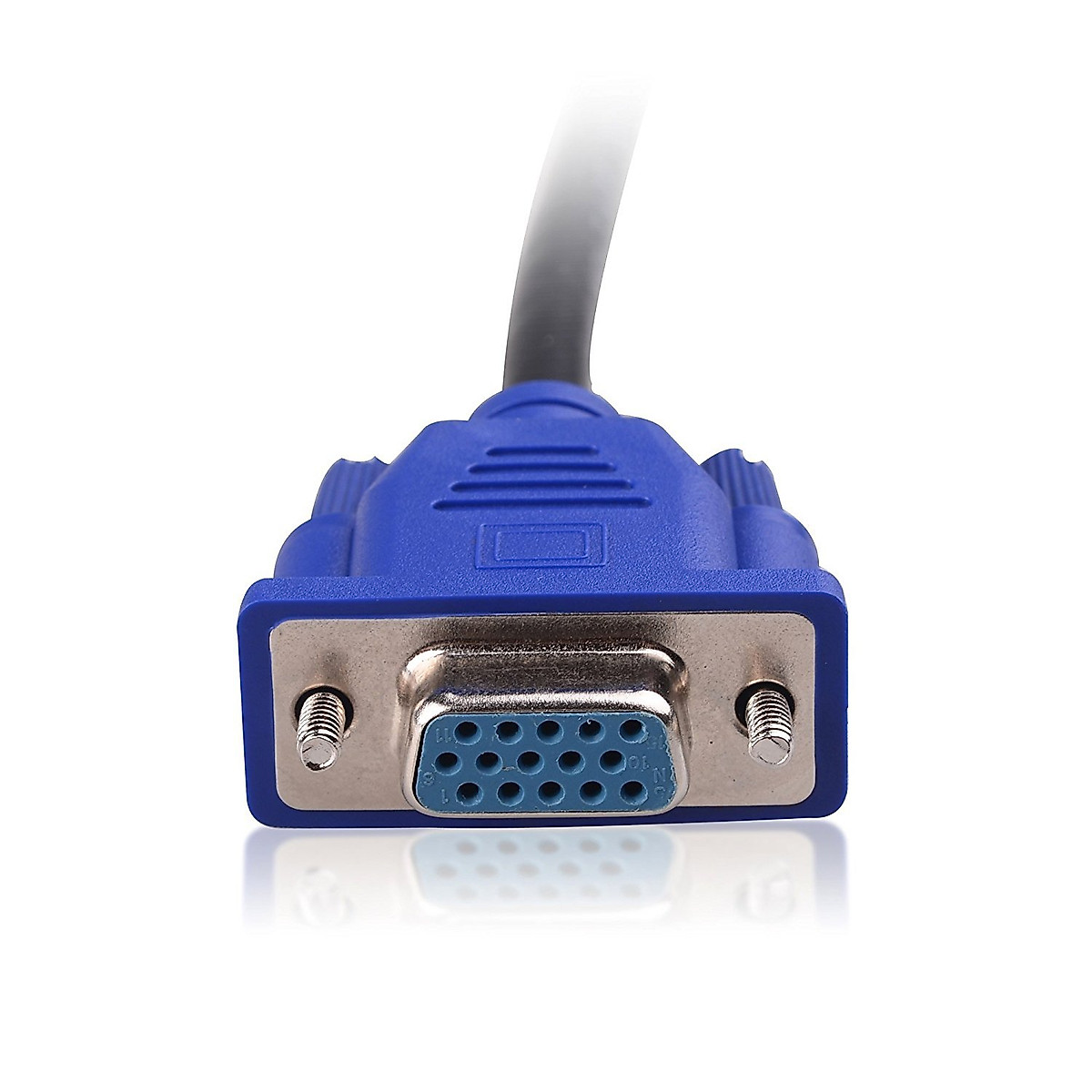 SAYTAY VGA Monitor Y-Splitter Cable,VGA 1 Male to Dual 2 VGA Female Adapter Converter Video Cable for Screen Duplication - 1 Foot(Blue)