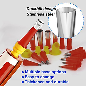 30Pcs Caulking Finisher Kit, Caulking Nozzle Tips Stainless Steel 18 Caulking Nozzle Applicators with 8 Connector Caulking Guns and 4 Grout Scraper for Bathroom Kitchen Doors Windows