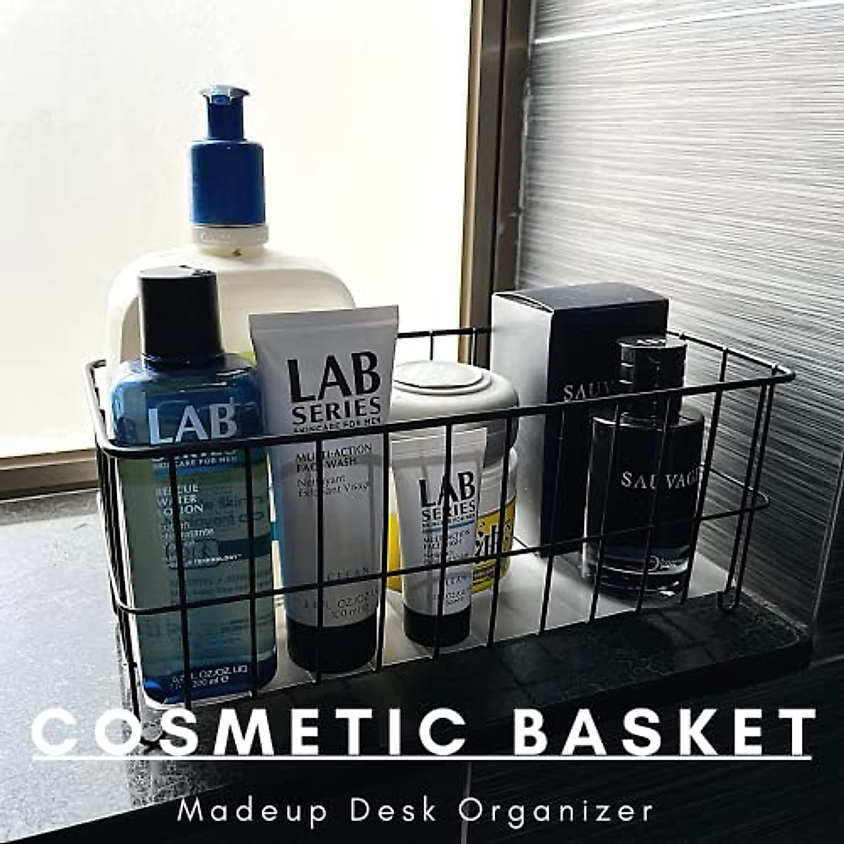 WAIMIU Metal Wire Storage Basket Bin 3 Set, Toilet Paper Holder, Coffee Pod Cups Mail Letter Towel Shampoo Basket, Toilet Tank Tray, Industrial Decor Box, for Countertop Cabinet Laundry Kitchen- Black