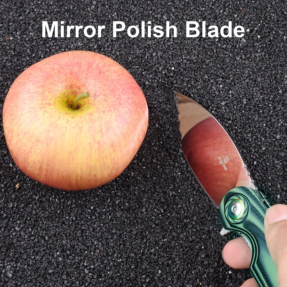 SHIELDON Bulbasaur Folding Pocket Knife, 3.66-inch Sandvik 14C28N Mirror Polish Blade and G10 Handle, Liner Lock Knife for EDC