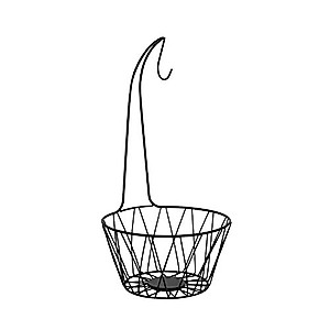 Spectrum Diversified Paxton Tree & Basket Hanger & Fruit Basket, Produce Saver Banana Holder & Open Wire Fruit Bowl for Kitchen Counter & Dining Table, Black