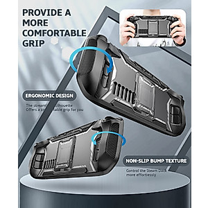 Mumba Blade Series Case for Steam Deck / Steam Deck OLED with Kickstand, TPU Grip Shock Protective Cover Accessories, Heat Dissipation Friendly, Anti-Slip & Anti-Scratch Protector (Black)