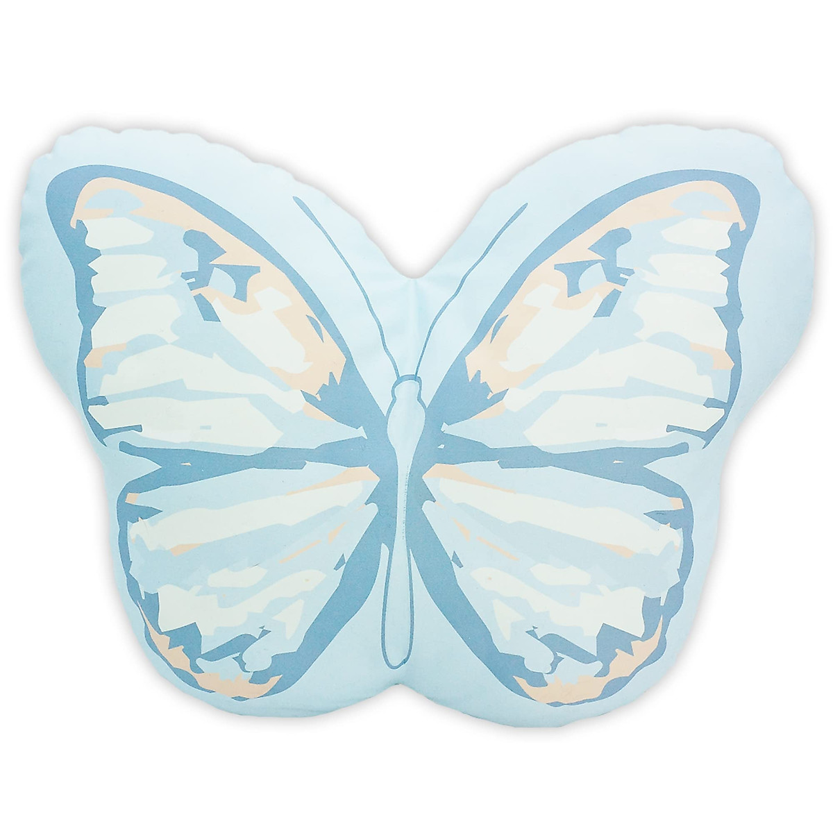June Garden Decorative Plush Soft Cushion Butterfly Throw Pillow - 16 x 12 Inches - Blue