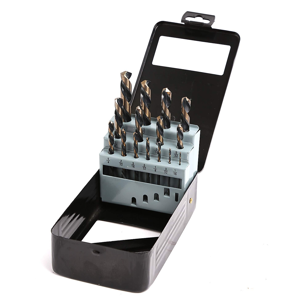 Left Hand Drill Bit Set, 15 Piece | M2 HSS with Titanium Nitride Coating | SAE (1/16" - 1/2")