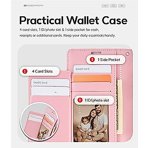 GOOSPERY Rich Wallet Compatible with iPhone 15 Plus, Extra Card Slot Flap Functional & Fashionable Stylish PU Leather Flip Card Holder Phone Cover - Hot Pink