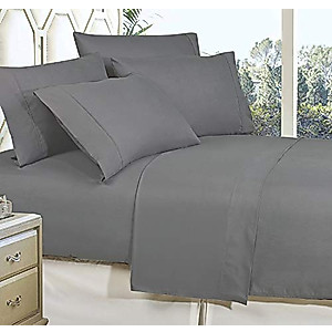 1500 Thread Count Egyptian Quality 4 pc Sheet set, Deep Pocket Up to 16" - Wrinkle Resistant - All Size and Colors , Queen Gray
