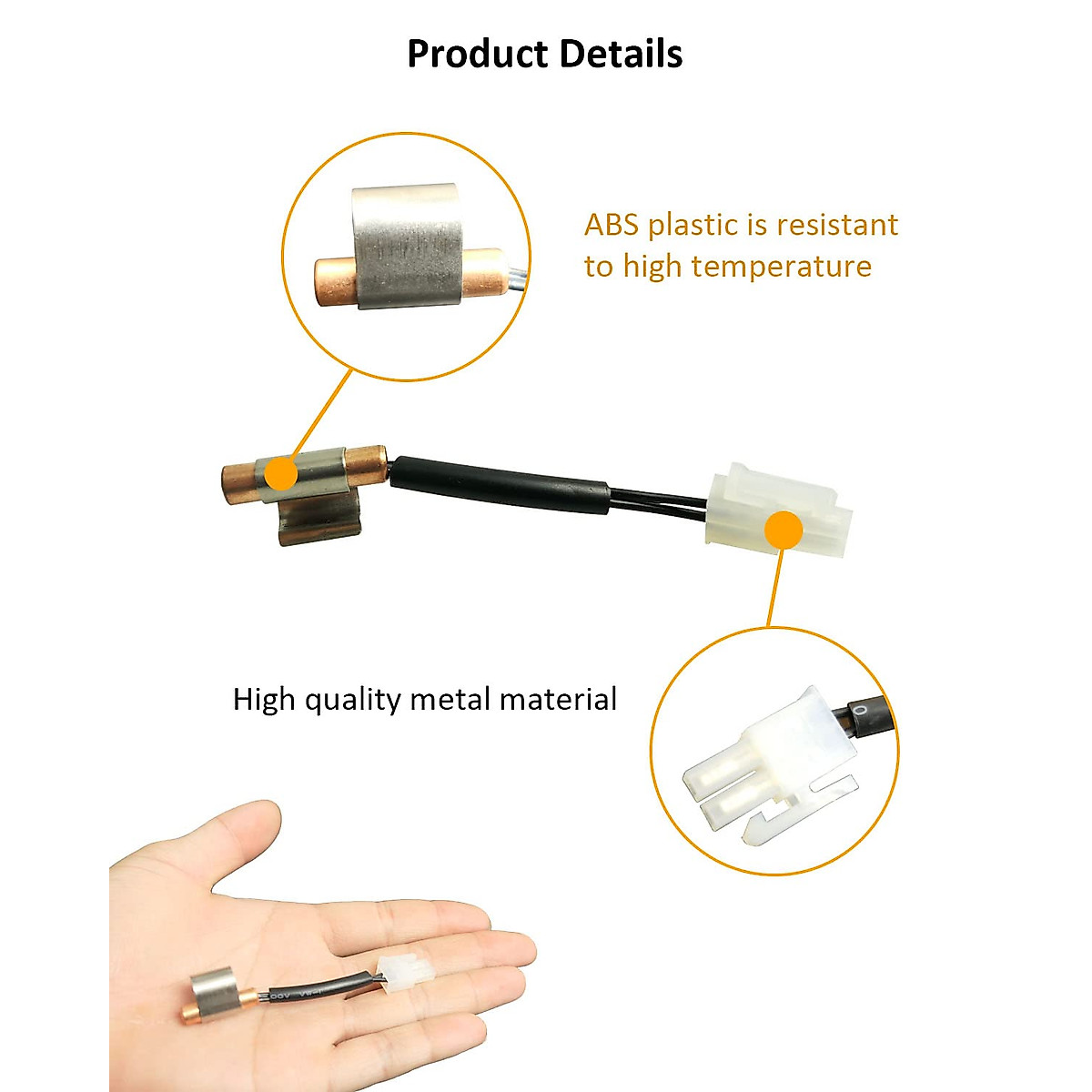 W10383615 Refrigerator Thermistor With Clip Fits for Whirlpool Refrigerator Replaces WPW10383615VP 2118226 PS11753994 AP6020675 2Pack