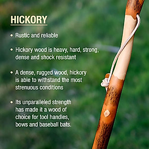 Brazos Rustic Wood Walking Stick, Twisted Hickory, Traditional Style Handle, for Men & Women, Made in the USA, 48"