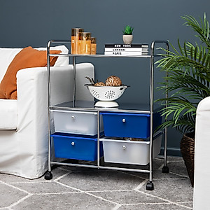 Mind Reader Rolling Utility Cart, 25 Inch, Silver 4 Drawer