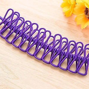 ALINNA Retractable Portable Clothesline, Travel Clothesline with 12 Clothespins for Indoor Laundry Drying, Outdoor Camping Accessories (Purple)