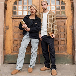 metricfalcon Women's Slippers Platform Mini Boots For Women Suede Leather Indoor/Outdoor Anti-Slip Slipper Comfy Fur Fleece Lined Sneakers Short Ankle Boot