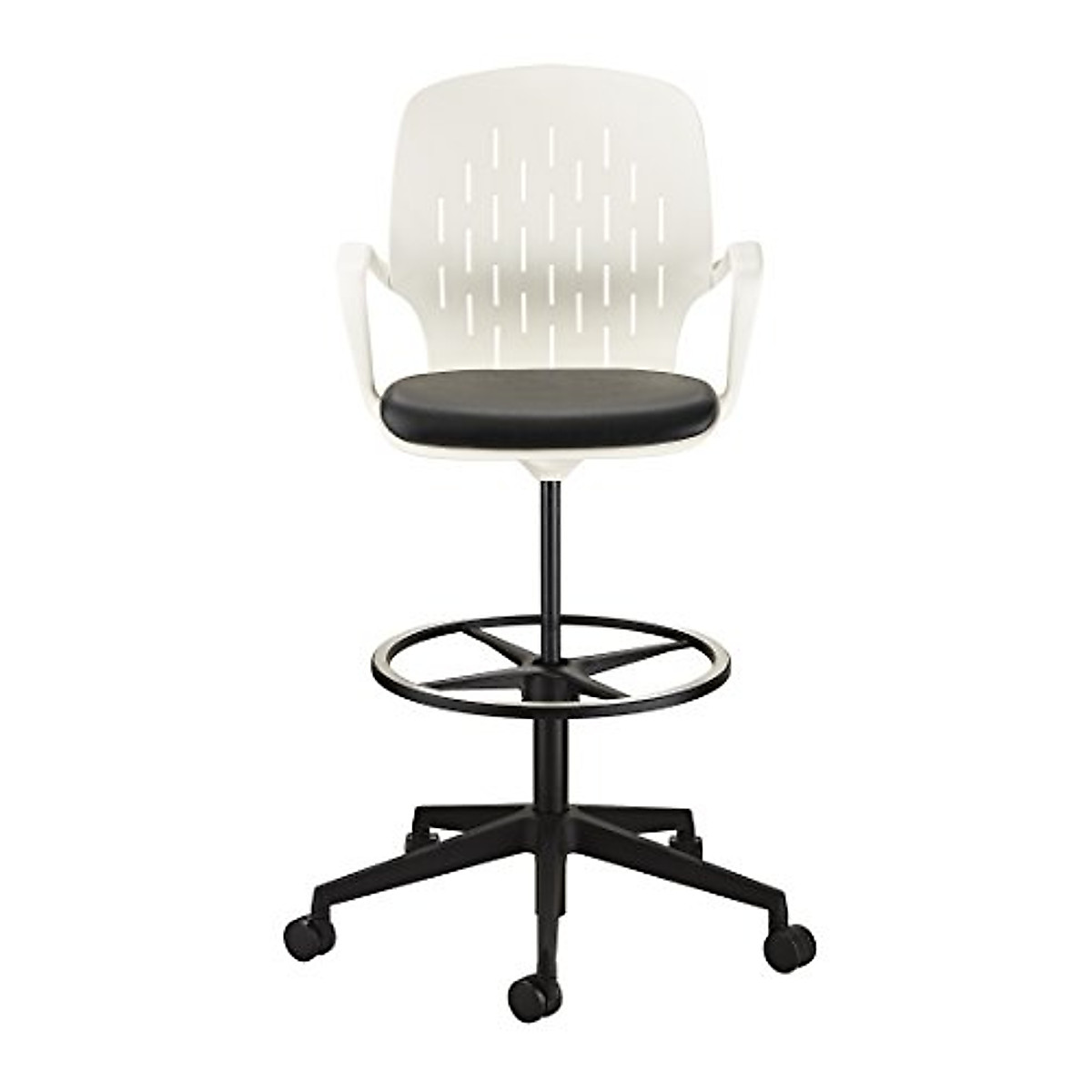 Safco Products Shell Extended Swivel Office Desk Computer Ergonomic Chair, Pneumatic Height Adjustable, White, Extended Height