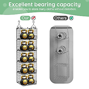 Jautokerdar 5-Tiers Stackable Wire Storage Baskets for Pantry, Fruit and Vegetable Storage Basket for Kitchen, Metal Hanging Closet Organizers Storage Shelves Organization. (Black)