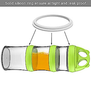 SELEWARE Portable, Stackable Food Storage Containers for Formula, Snacks, Powder and Drinks, Twist Lock System, Airtight, Leak-proof, BPA and Phthalate Free, 3-Piece Jars, 28oz Green