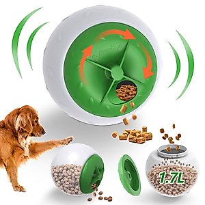 Salodal Interactive Dog Treat Dispenser Ball, 6.25'', 1.7L, Adjustable Food Leak Opening, for IQ Training & Slow Feeding, Large Dog Toy