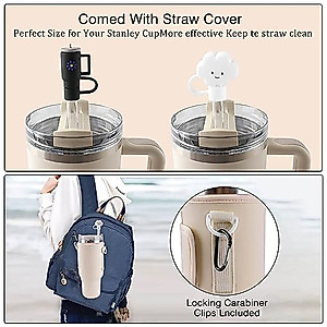Stanley Cup Holder with Adjustable Shoulder Strap, Stanley Carrier Bag for 40oz Adventure Quencher & H2.0 Flowstate Tumbler with Handle, 40 Oz Tumbler Accessories Sleeve, Stanley Carrying Strap